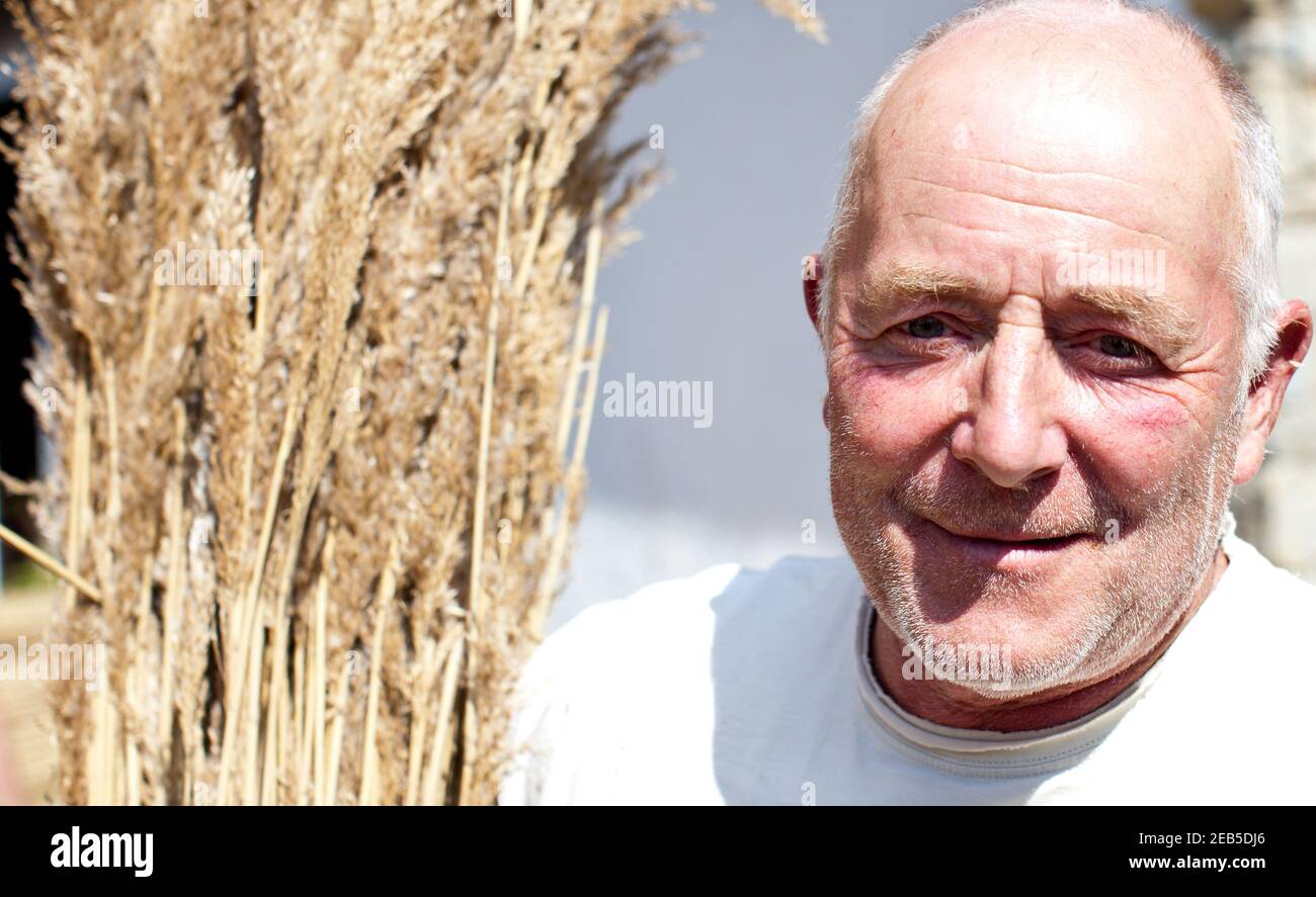 Thatching a Somerset cottage using wheat and traditional hazel spurs ...