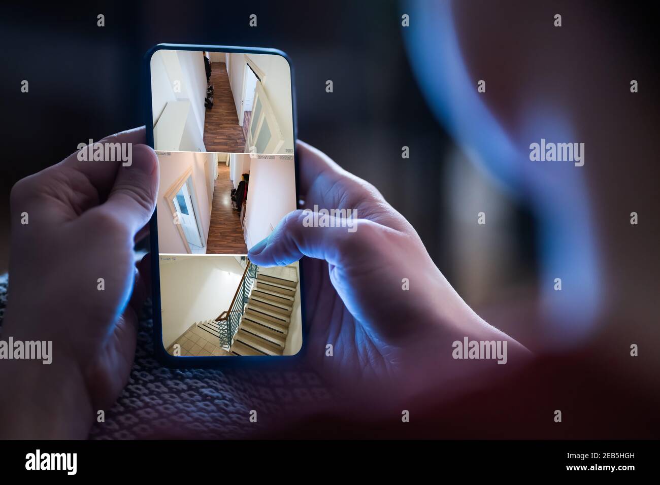 Smart Home CCTV Security On Mobile Phone Or Smartphone Stock Photo - Alamy