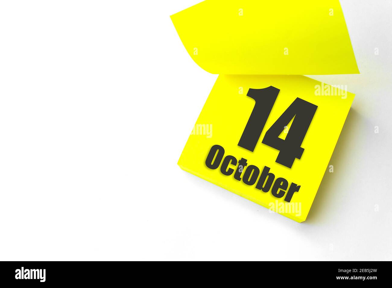 October 14th. Day 14 of month, Calendar date. Close-Up Blank Yellow ...