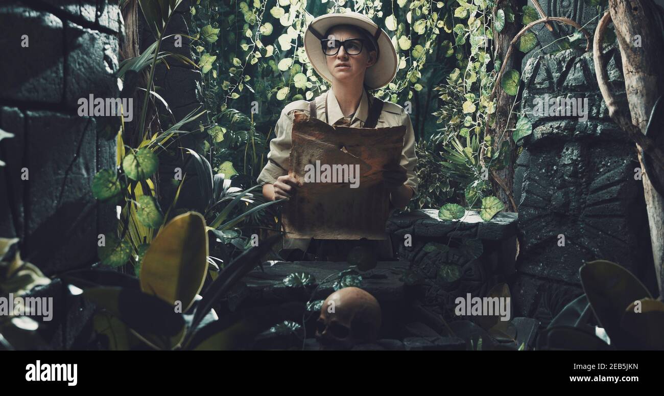 Scared explorer lost in jungle hi-res stock photography and images - Alamy