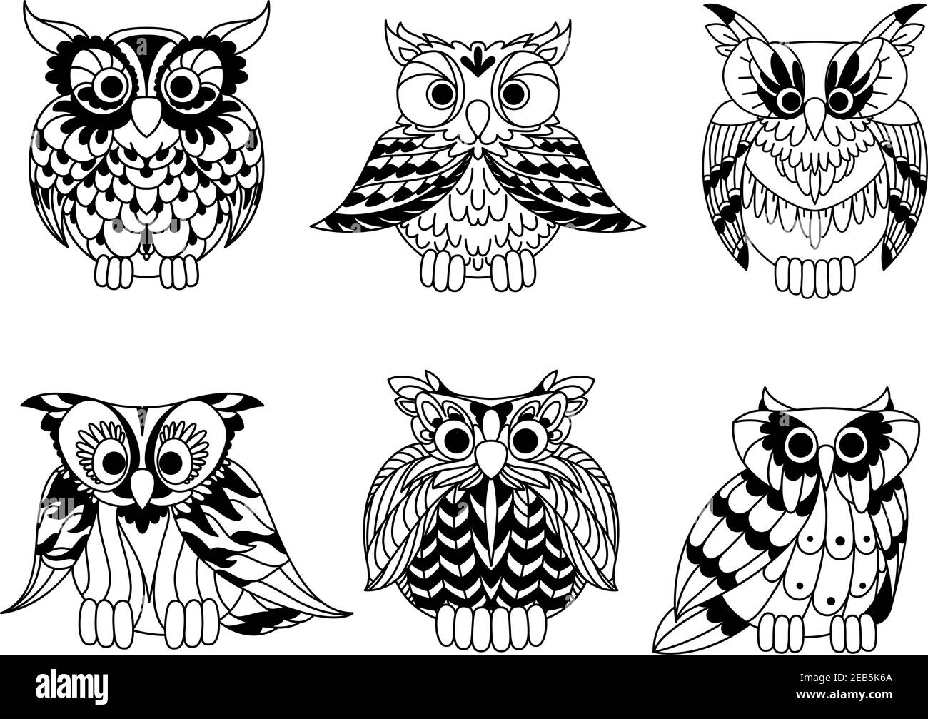 Happy owls Black and White Stock Photos & Images - Alamy