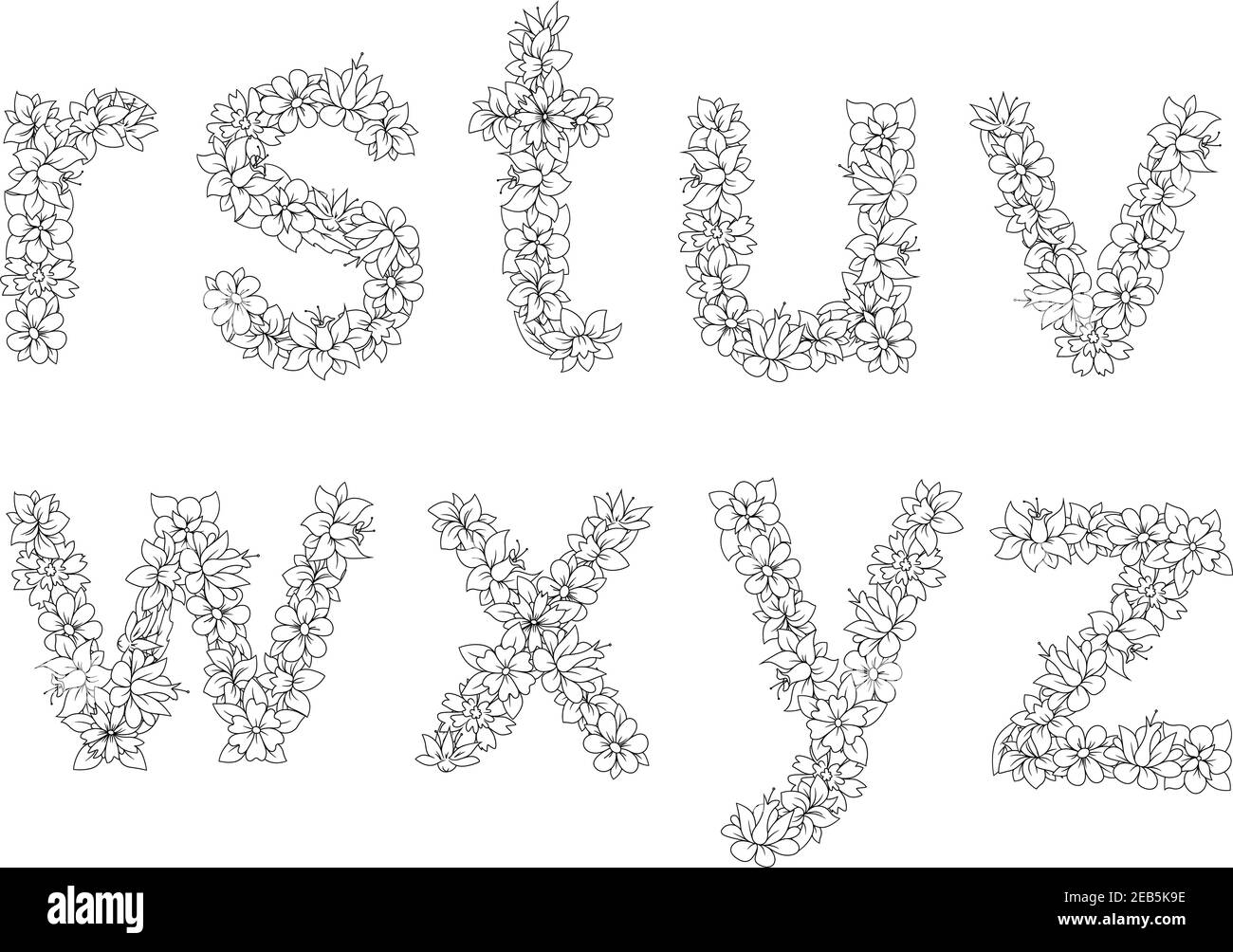 Retro Romantic Font Of Floral Letters In Lowercase Beautiful Letters