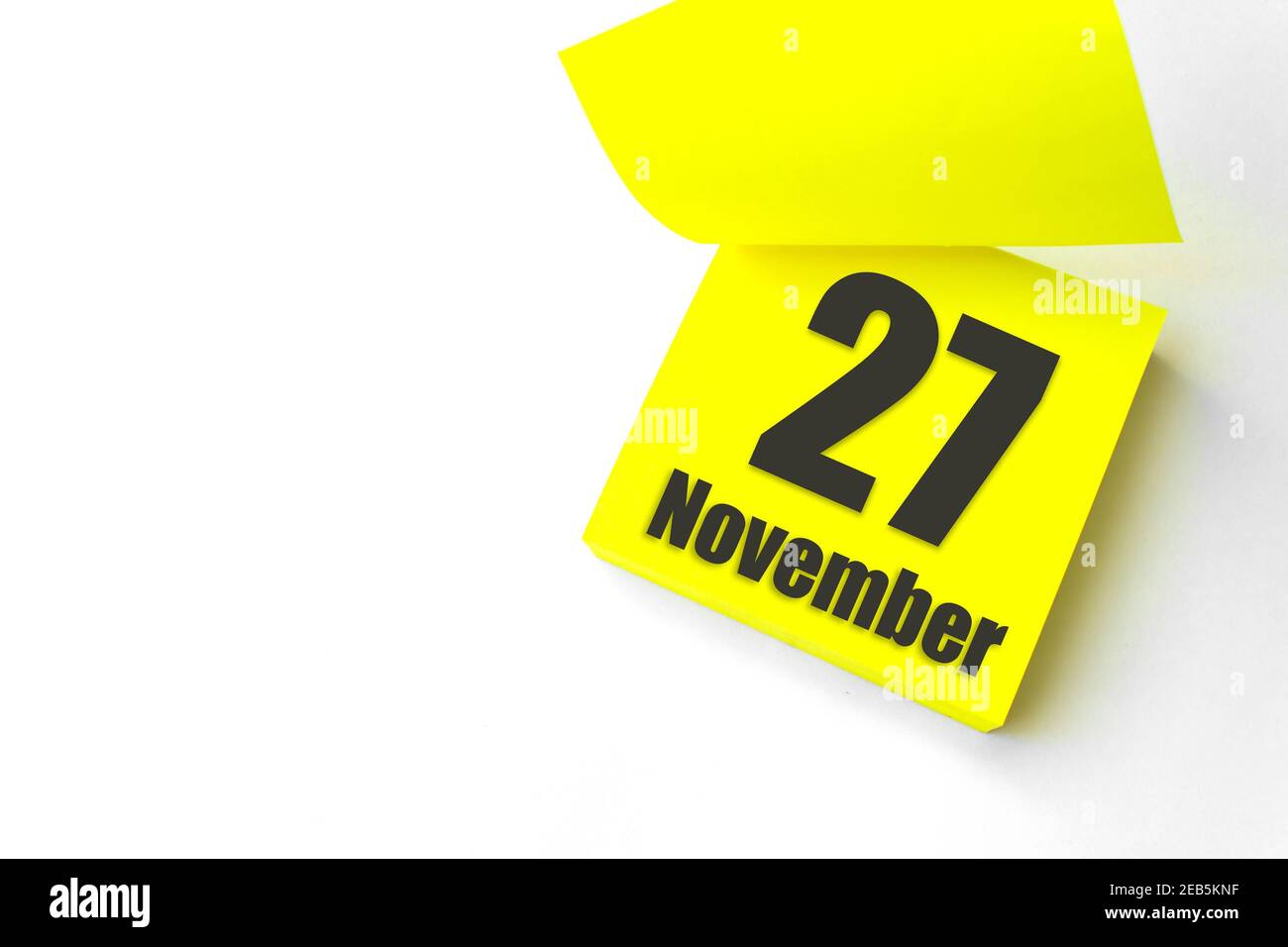 November 27th. Day 27 of month, Calendar date. Close-Up Blank Yellow ...