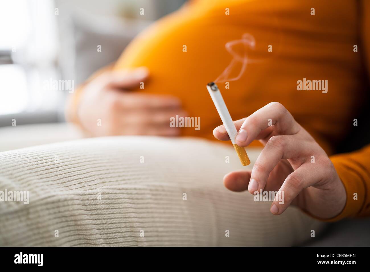 Woman With Smoking Cigarette Addiction. Social Risk Stock Photo - Alamy