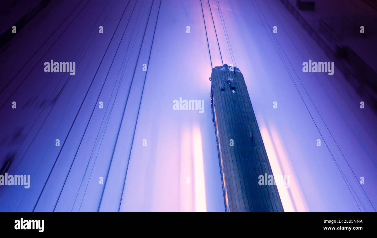 Passenger train on the road. Top view Stock Photo - Alamy