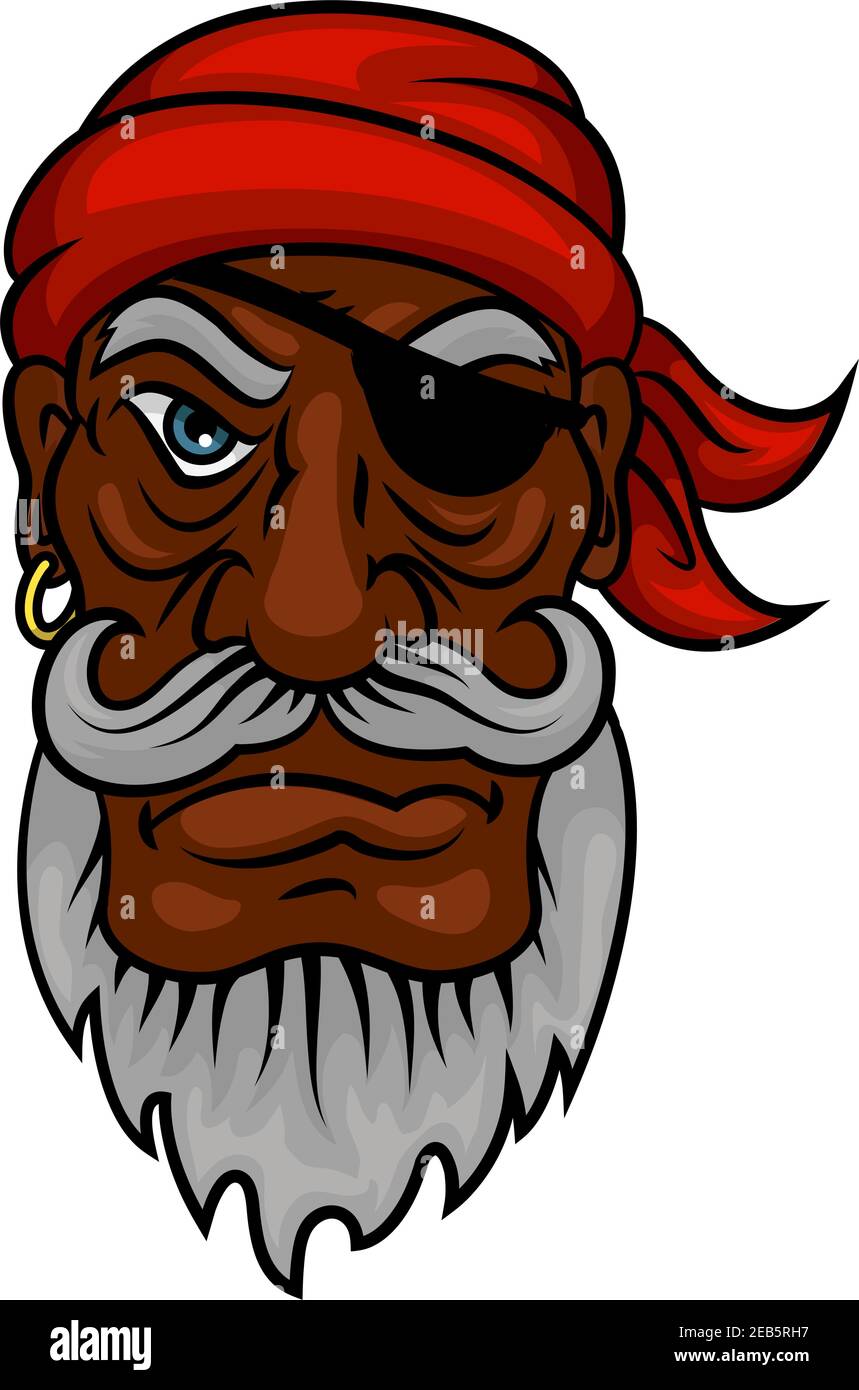 Red Bearded One Eyed Pirate Gray Bearded Old Pirate Character In Red
