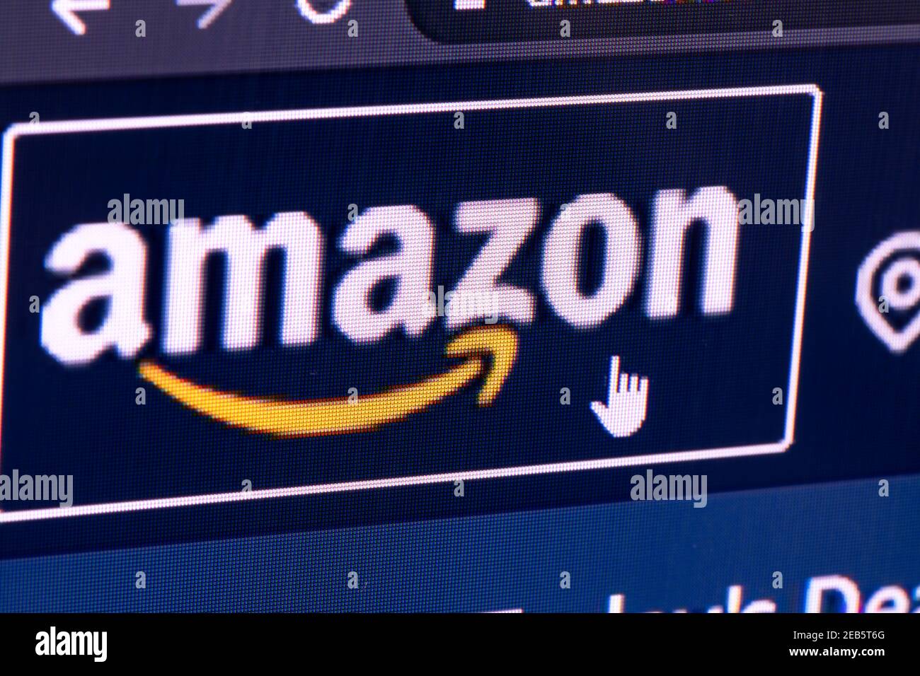 Close up of screen with the Amazon logo and cursor Stock Photo - Alamy