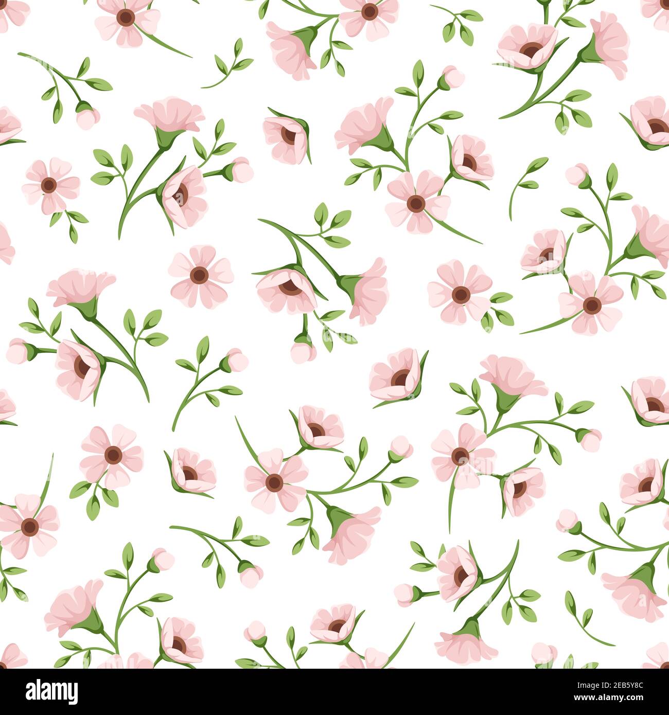 Vector seamless spring floral pattern with small pink flowers on a ...
