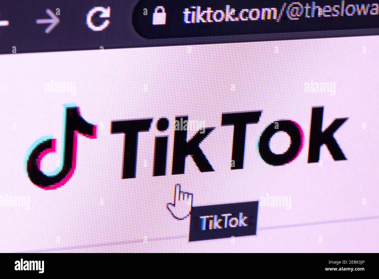 Close up of screen with the TikTok logo with mouse rollover Stock Photo ...