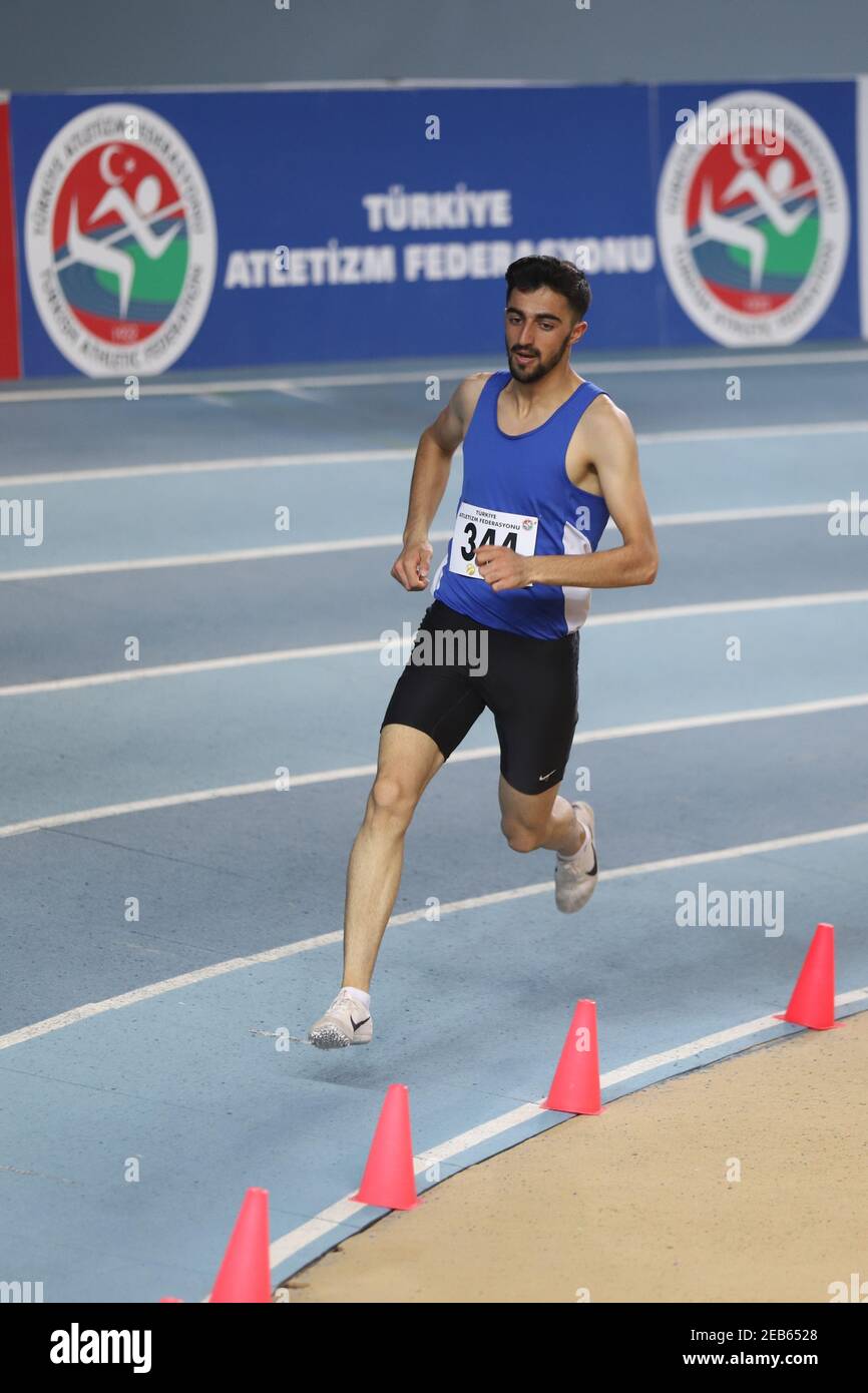 ISTANBUL, TURKEY - FEBRUARY 06, 2021: Undefined athlete running during ...