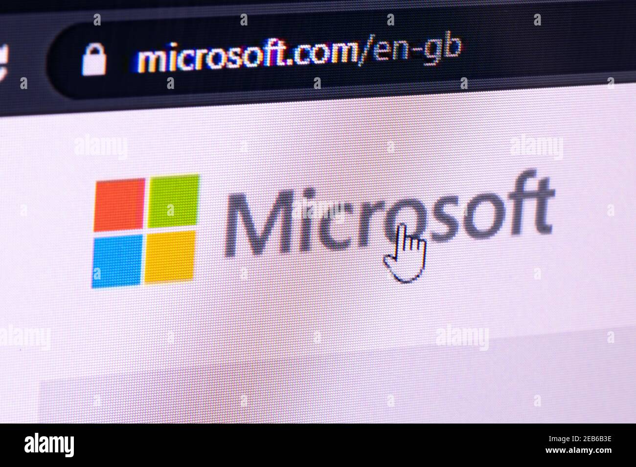 Close up of screen with the Microsoft logo with cursor Stock Photo - Alamy