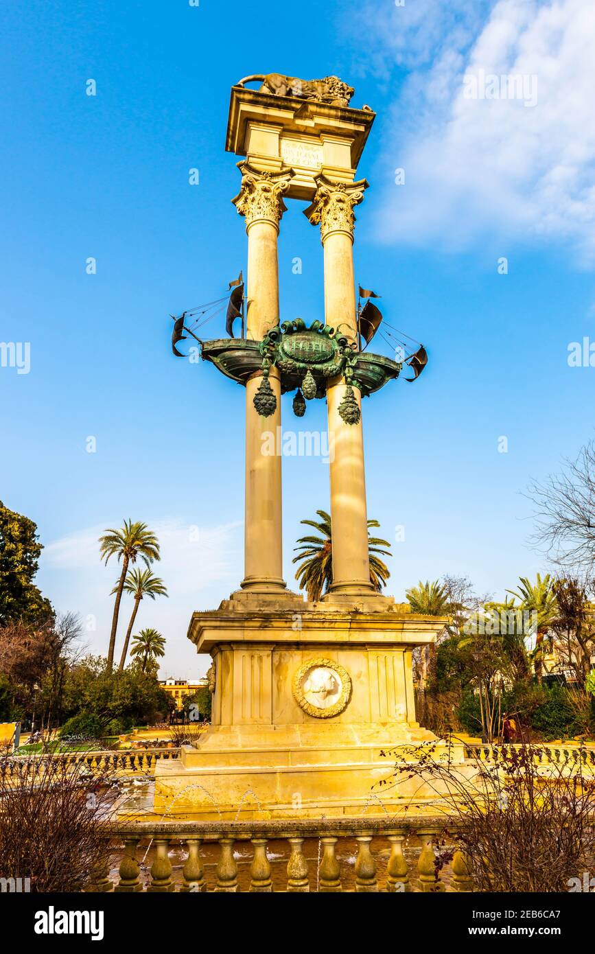 Christopher Columbus Memorial in the Garden of Murillo in Seville ...
