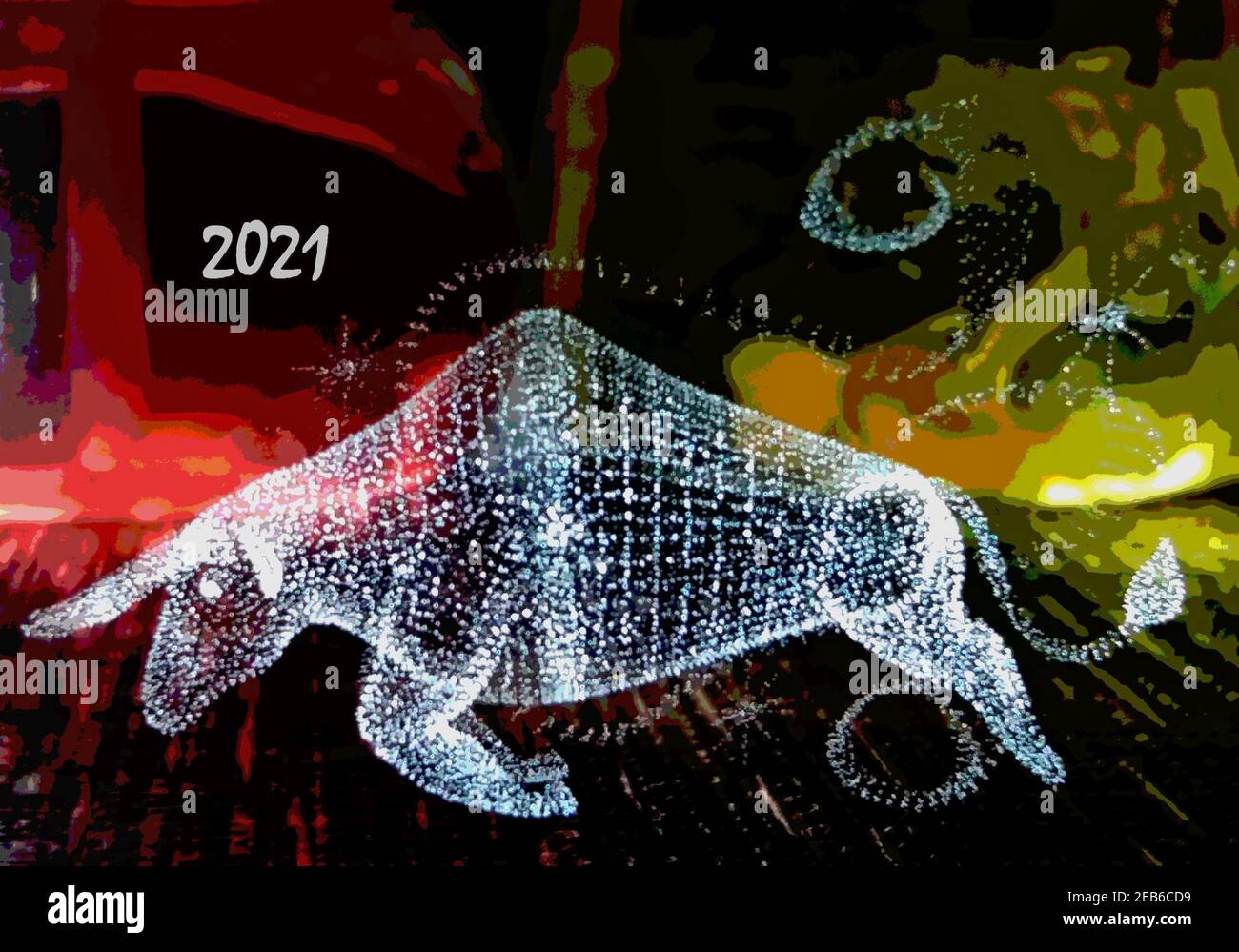image of a white metal bull symbol of 2021 Stock Photo - Alamy