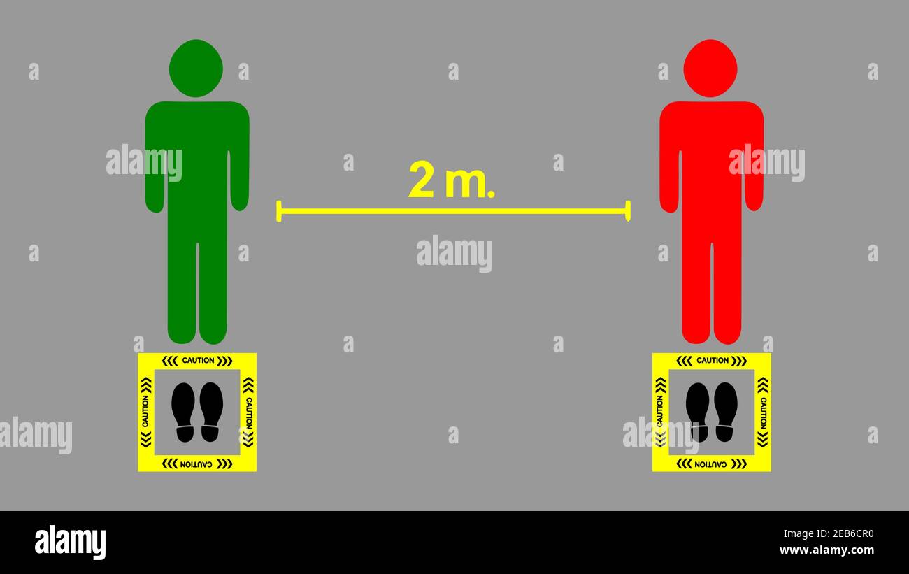 Position warning sign sticker reminding of keeping distance to protect ...