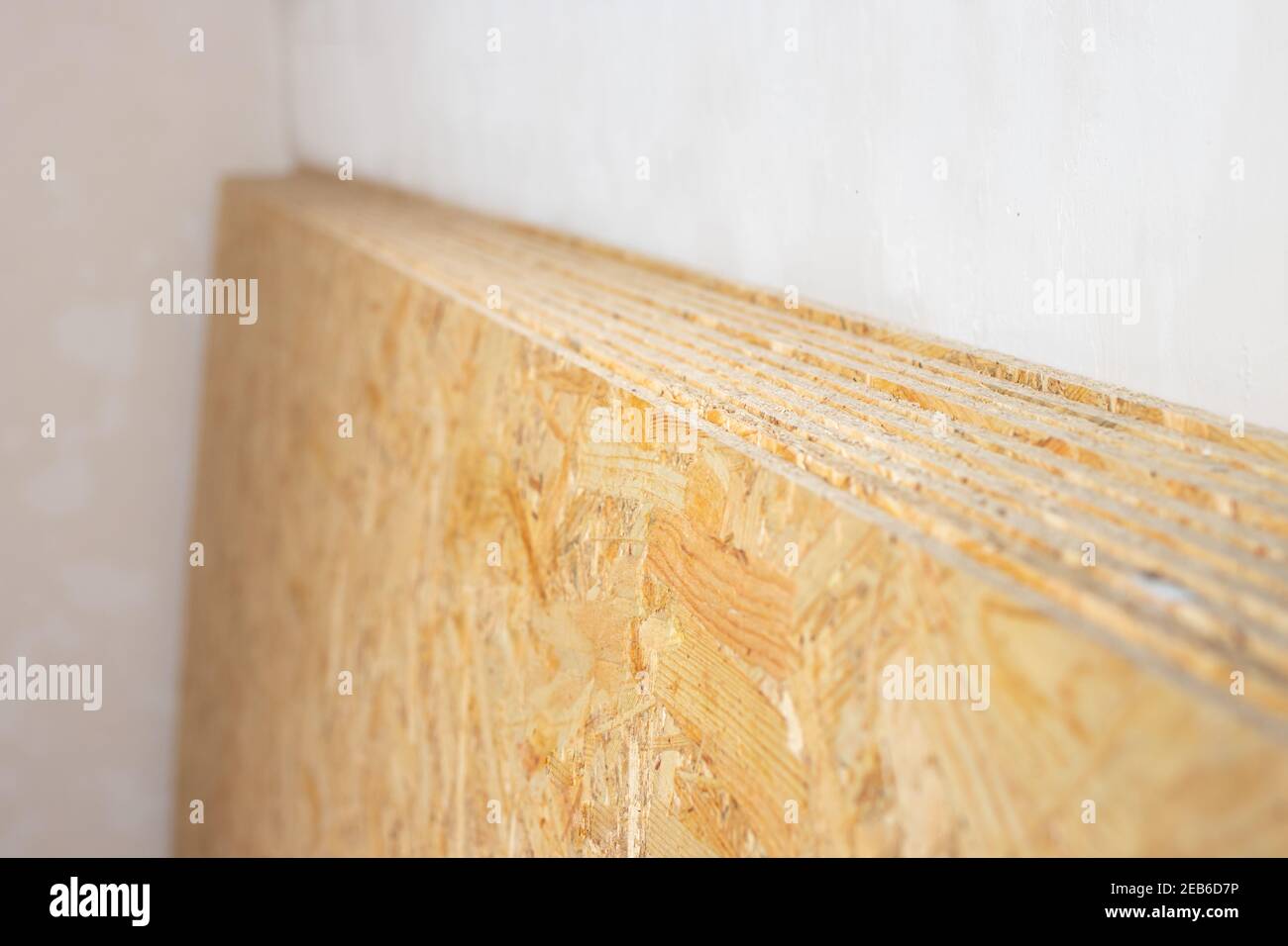 Chipboard sheets in the room of the house where the renovation is in ...