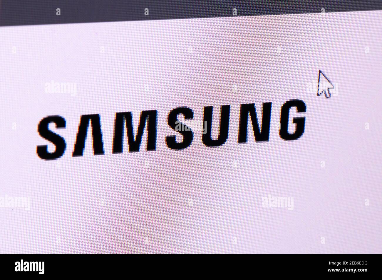 Close up of screen with the Samsung logo and cursor Stock Photo - Alamy