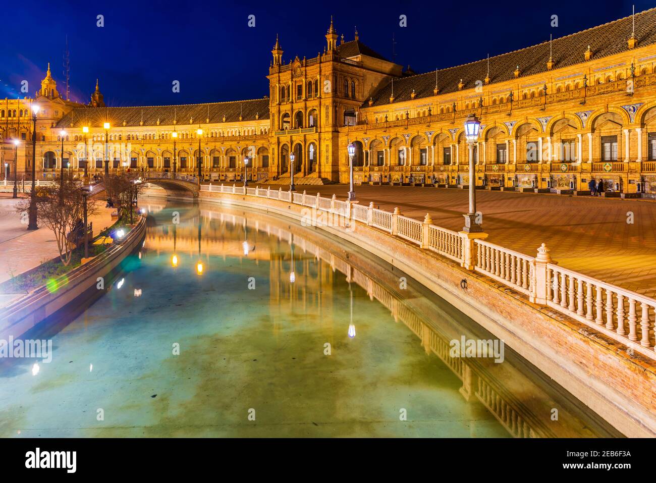 Spanish Steps, illuminated at night, in Seville, Andalusia, Spain Stock ...