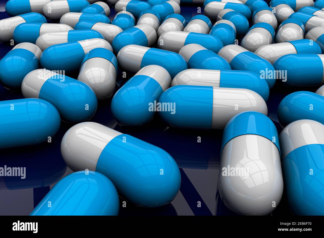 Illustration of medicine pills in blue color three dimensional Stock ...