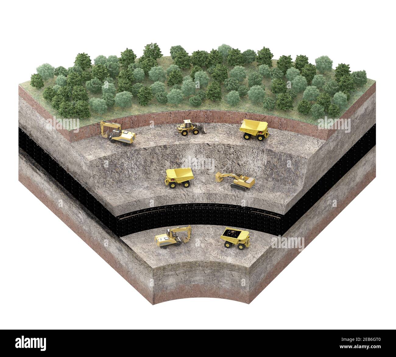 Aerial view excavator digger work Cut Out Stock Images & Pictures - Alamy