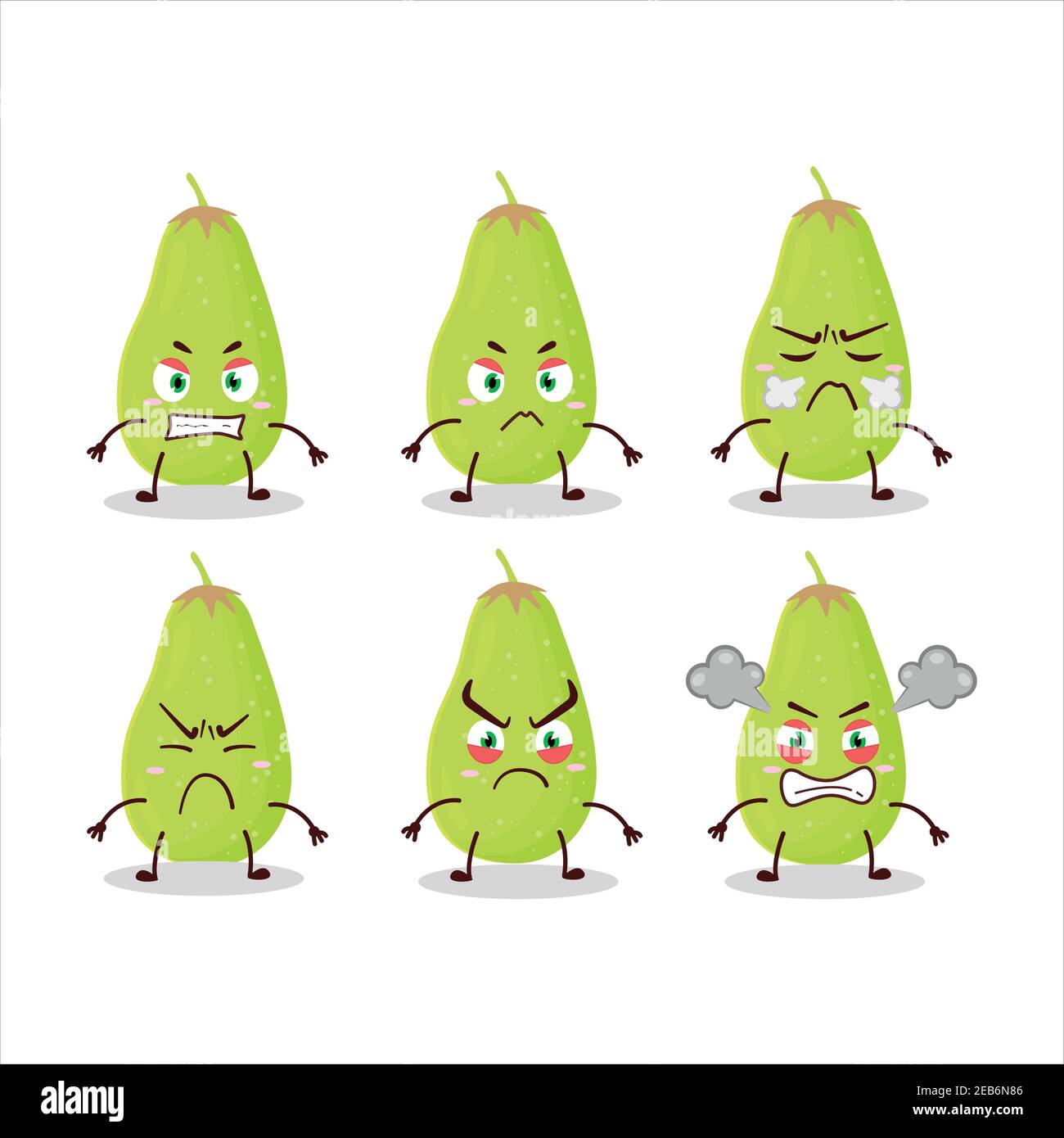 Bilimbi cartoon character with various angry expressions. Vector ...