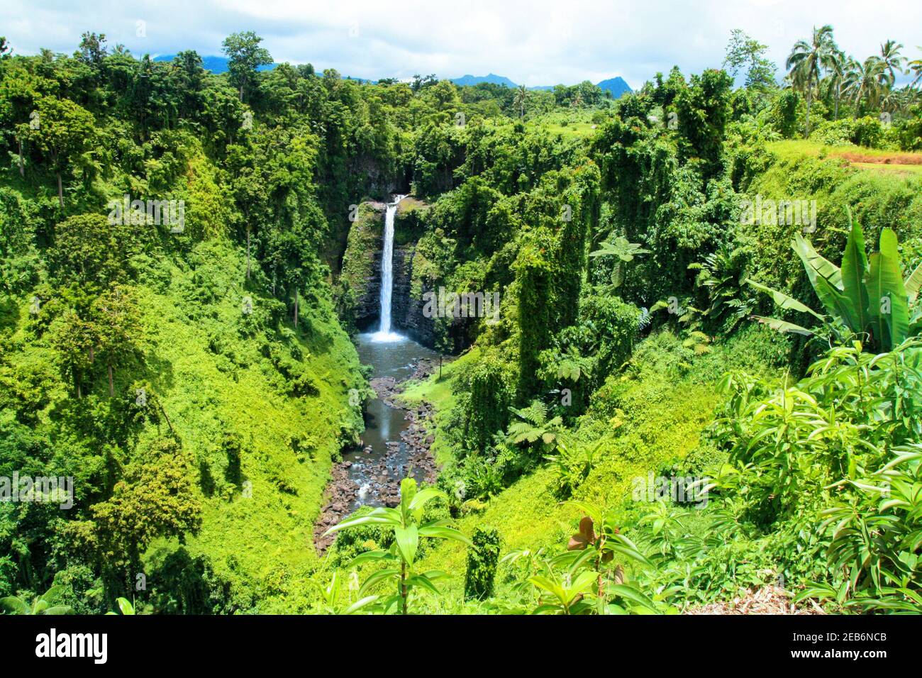 Pristine waterfalls in the middle of tropical jungle of Upolu Island ...