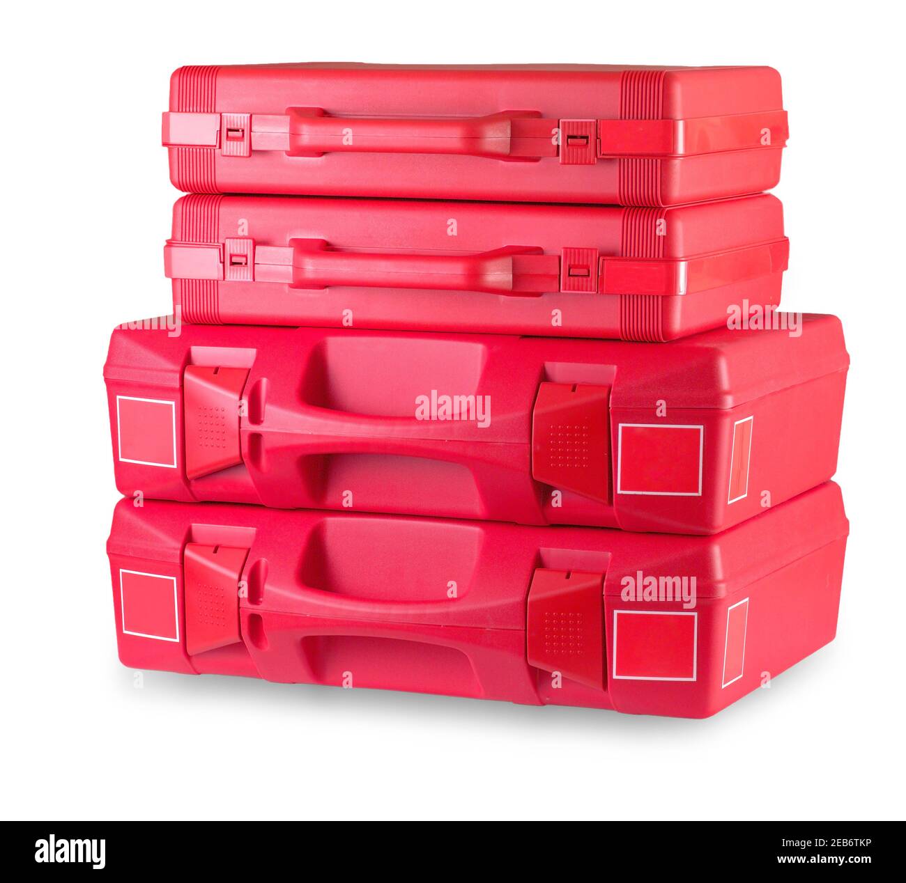 The red cases isolated on white background Stock Photo - Alamy