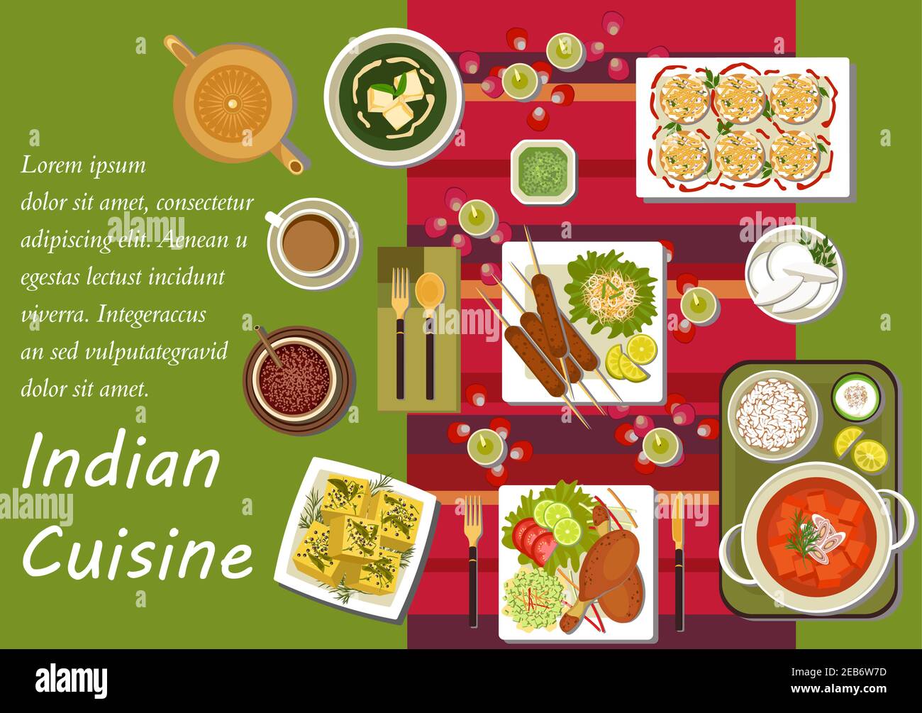 Traditional indian food setting Stock Vector Images - Alamy