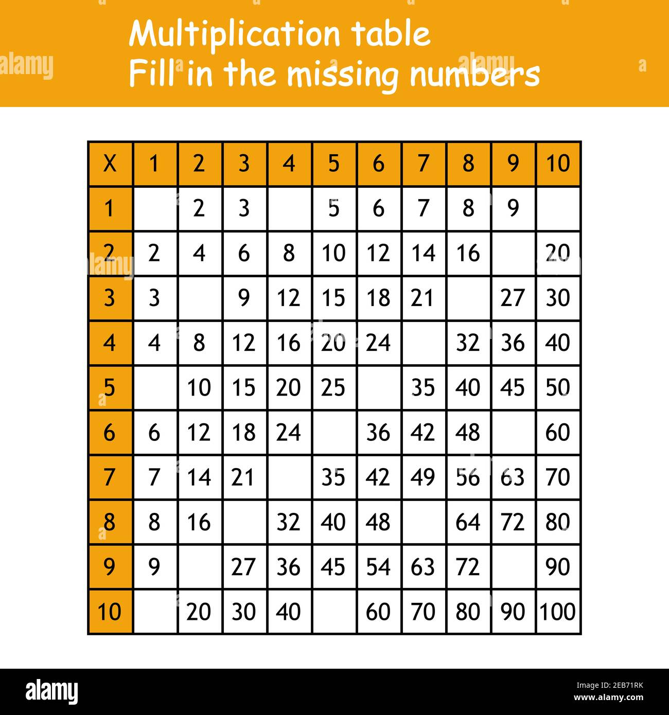 Multiplication Square. Paste the missing numbers. School vector ...