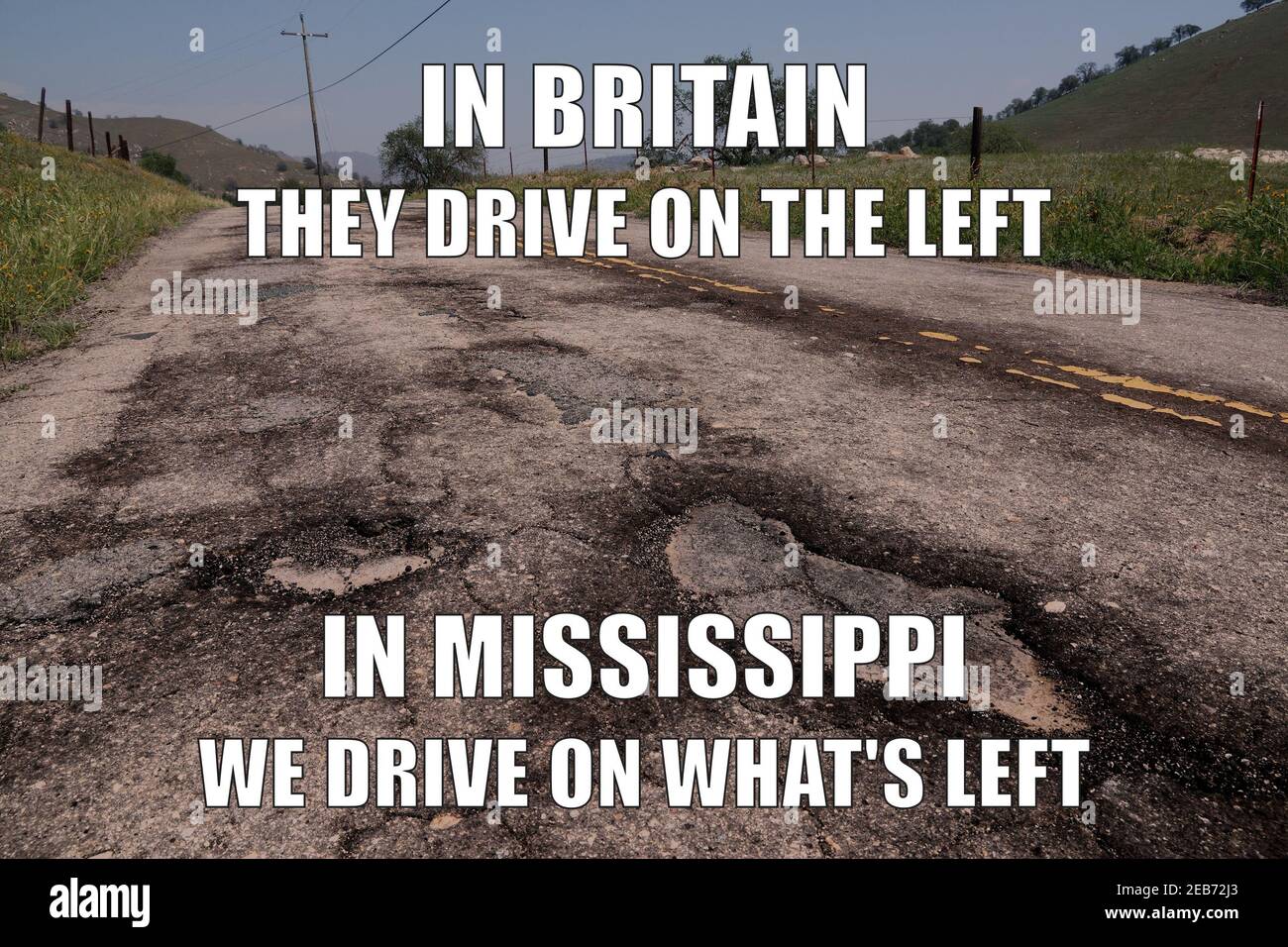 Road quality in Mississippi funny meme for social media sharing. Road ...