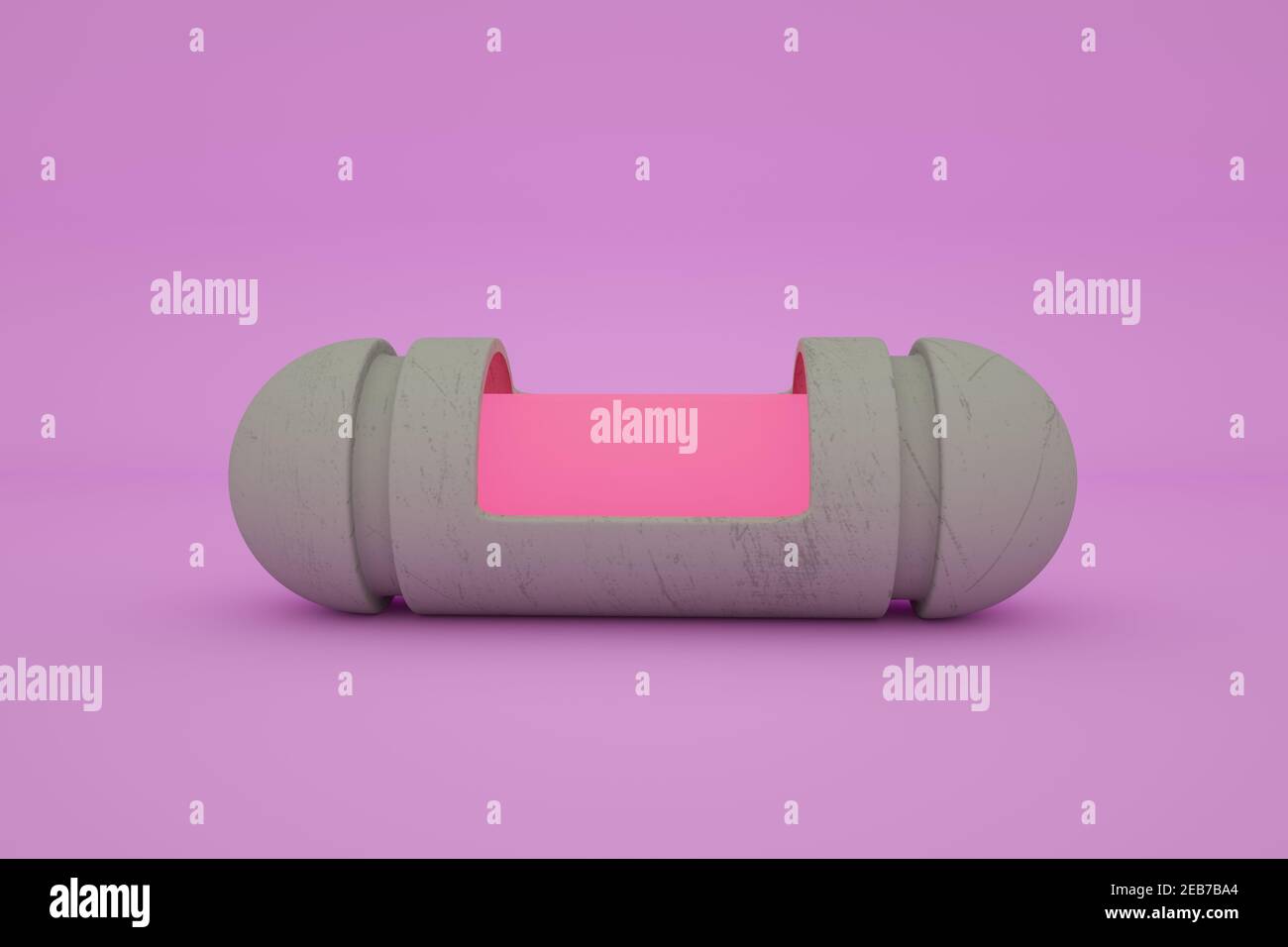 Gray capsule rendered in 3d on pink background Stock Photo - Alamy
