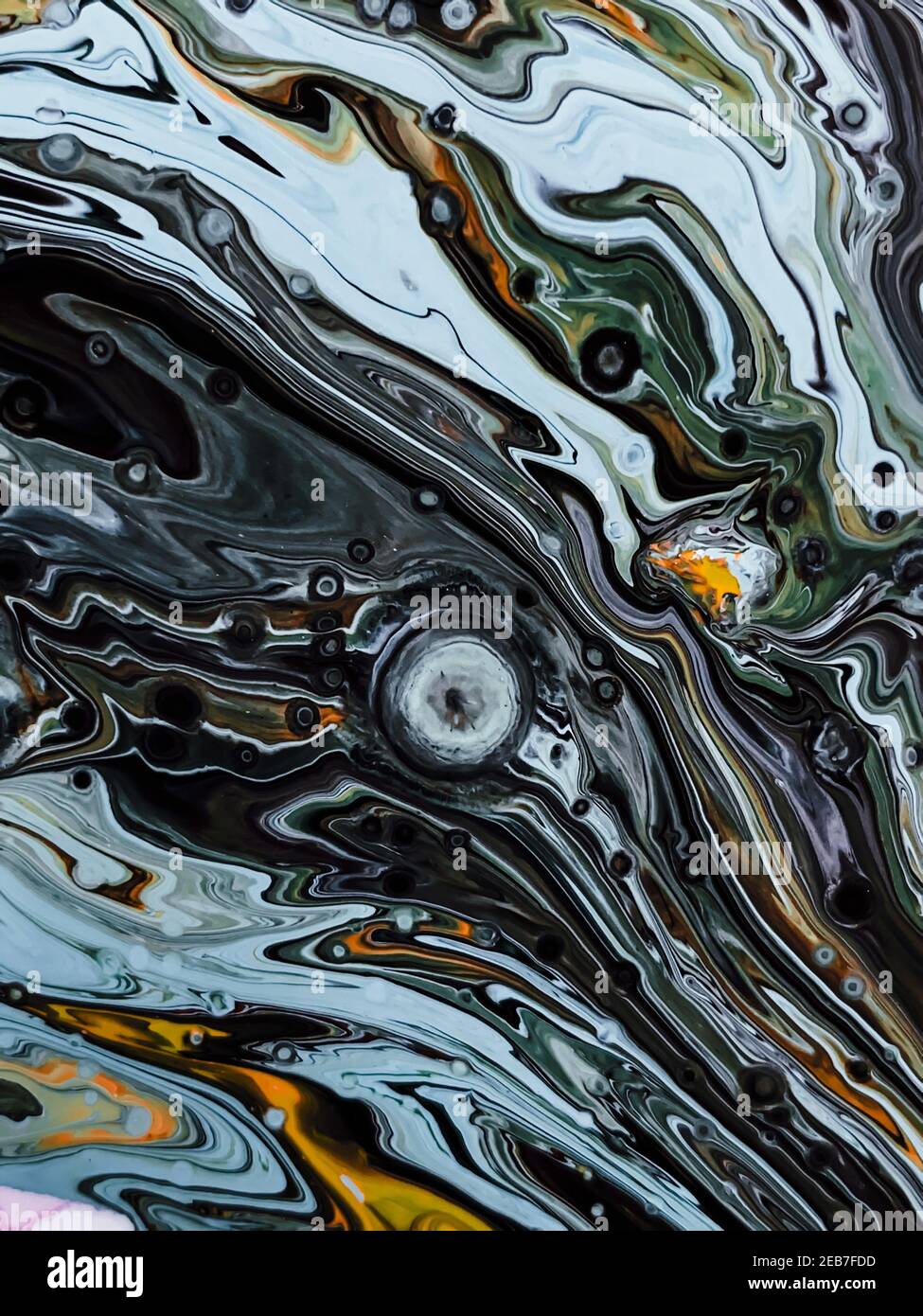 Abstract artwork with colorful paint stains and beautiful wave patterns ...