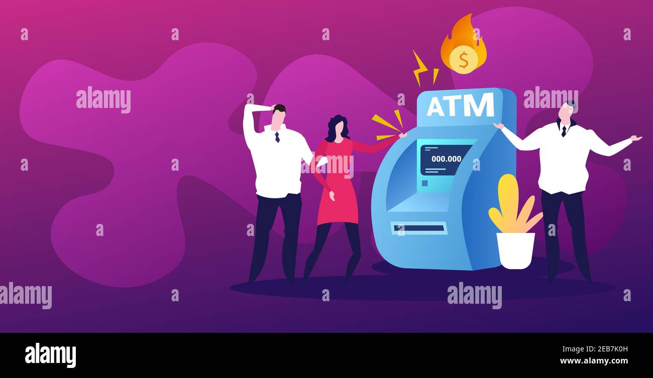Woman atm machine problem Stock Vector Images - Alamy