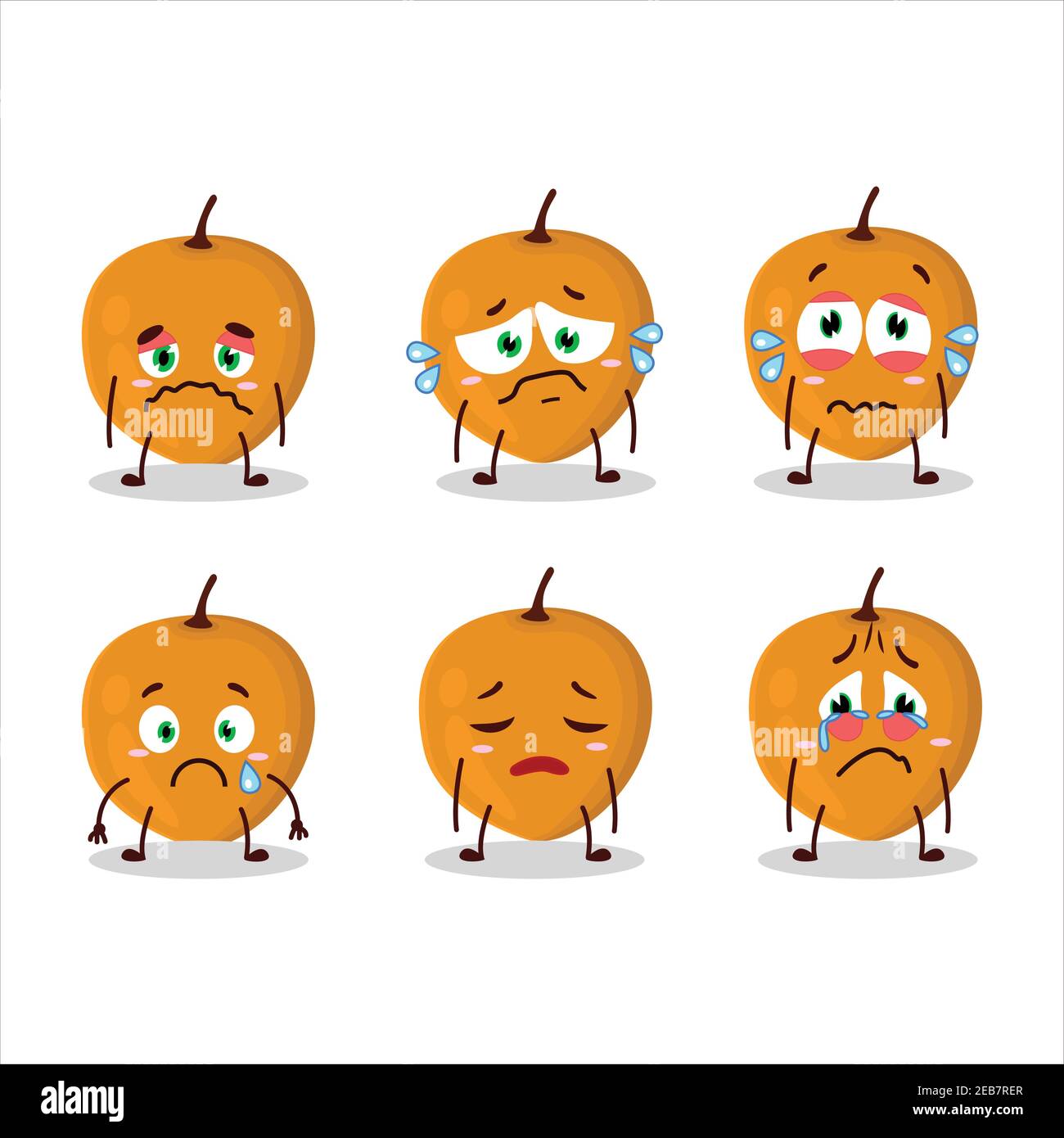 Lulo fruit cartoon character with sad expression. Vector illustration ...