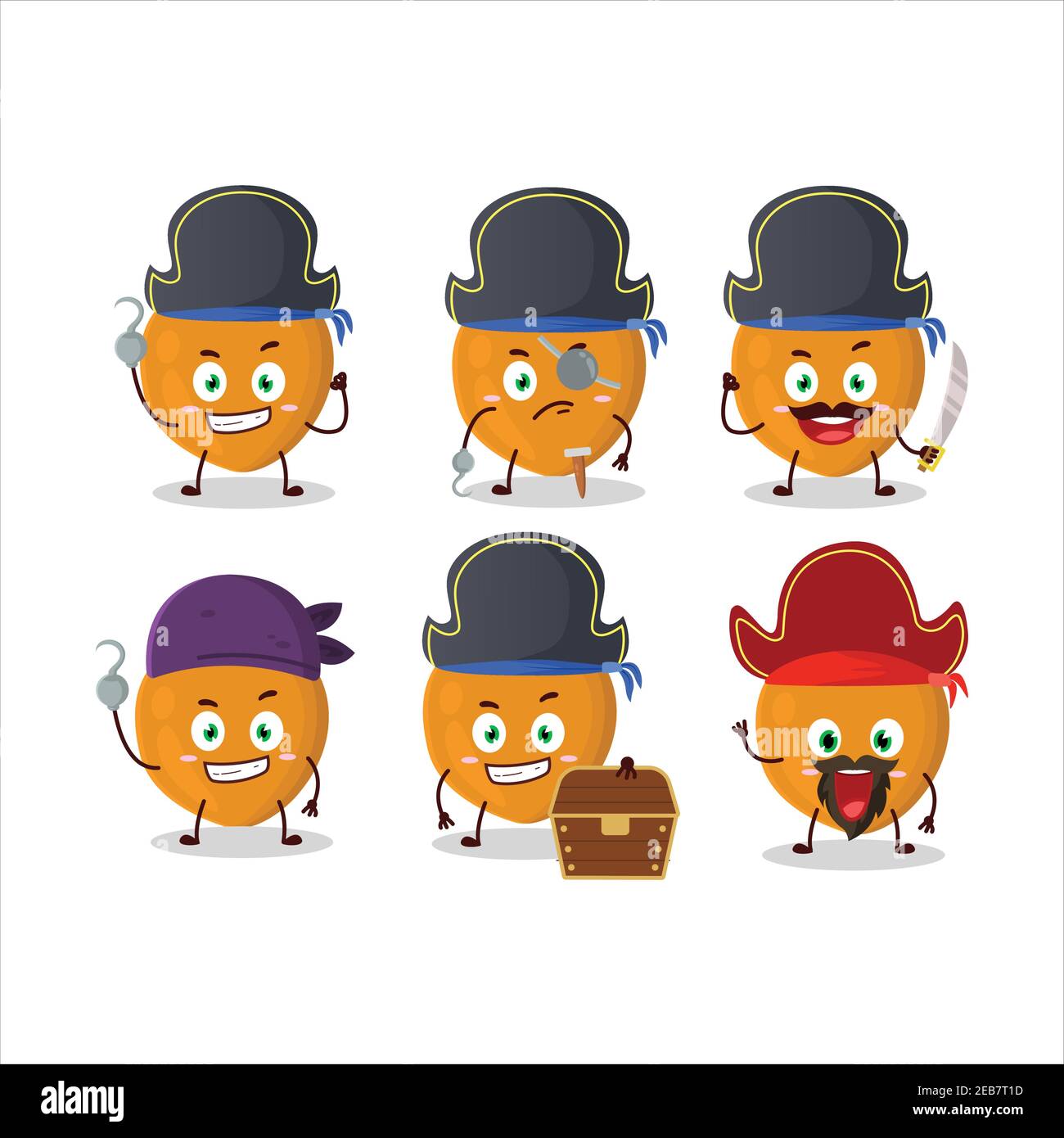 Cartoon character of lulo fruit with various pirates emoticons. Vector ...