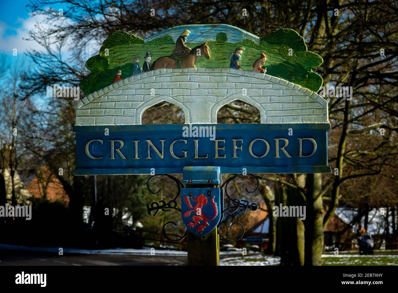 Cringleford village sign Stock Photo - Alamy