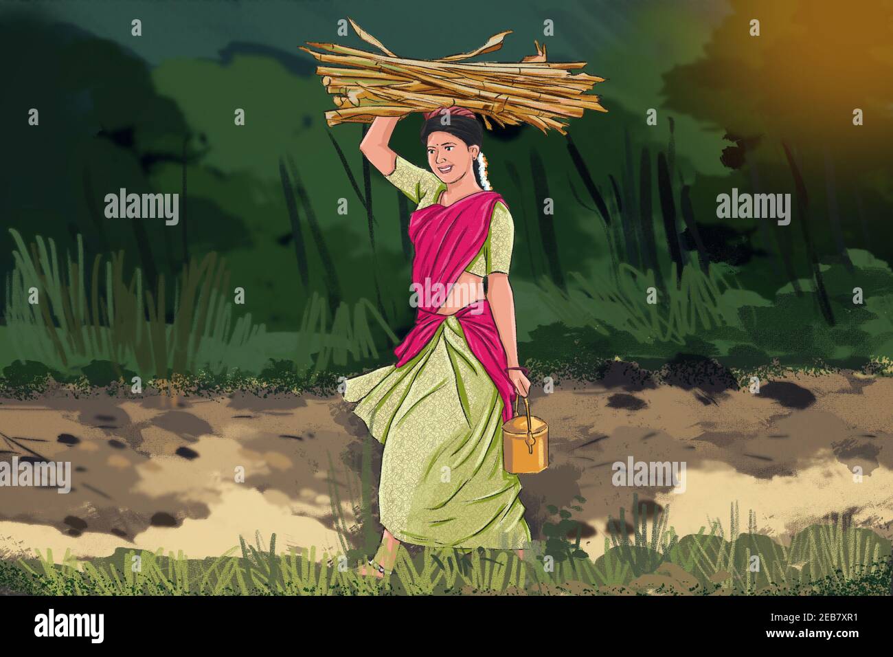 Indian farmer lady in the paddy filed Stock Photo - Alamy