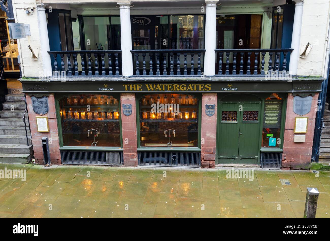 Chester; UK: Jan 29, 2021: The Rows are historic and unique layout of ...