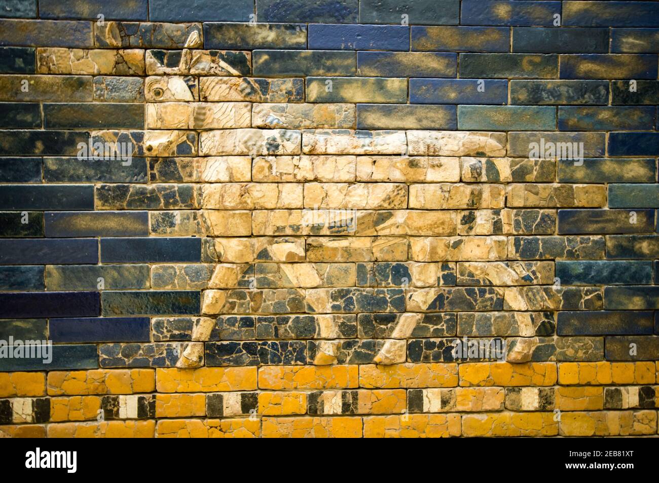 Beautiful view of a fragment of the Ishtar Gate, the Pergamon Museum in ...