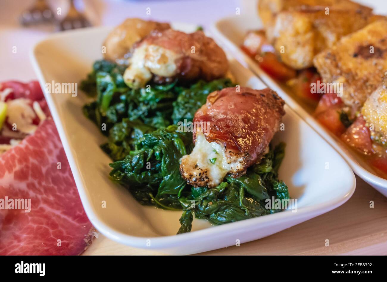 pork rolls with spinach. Typical dish from northern Italy. Italian ...