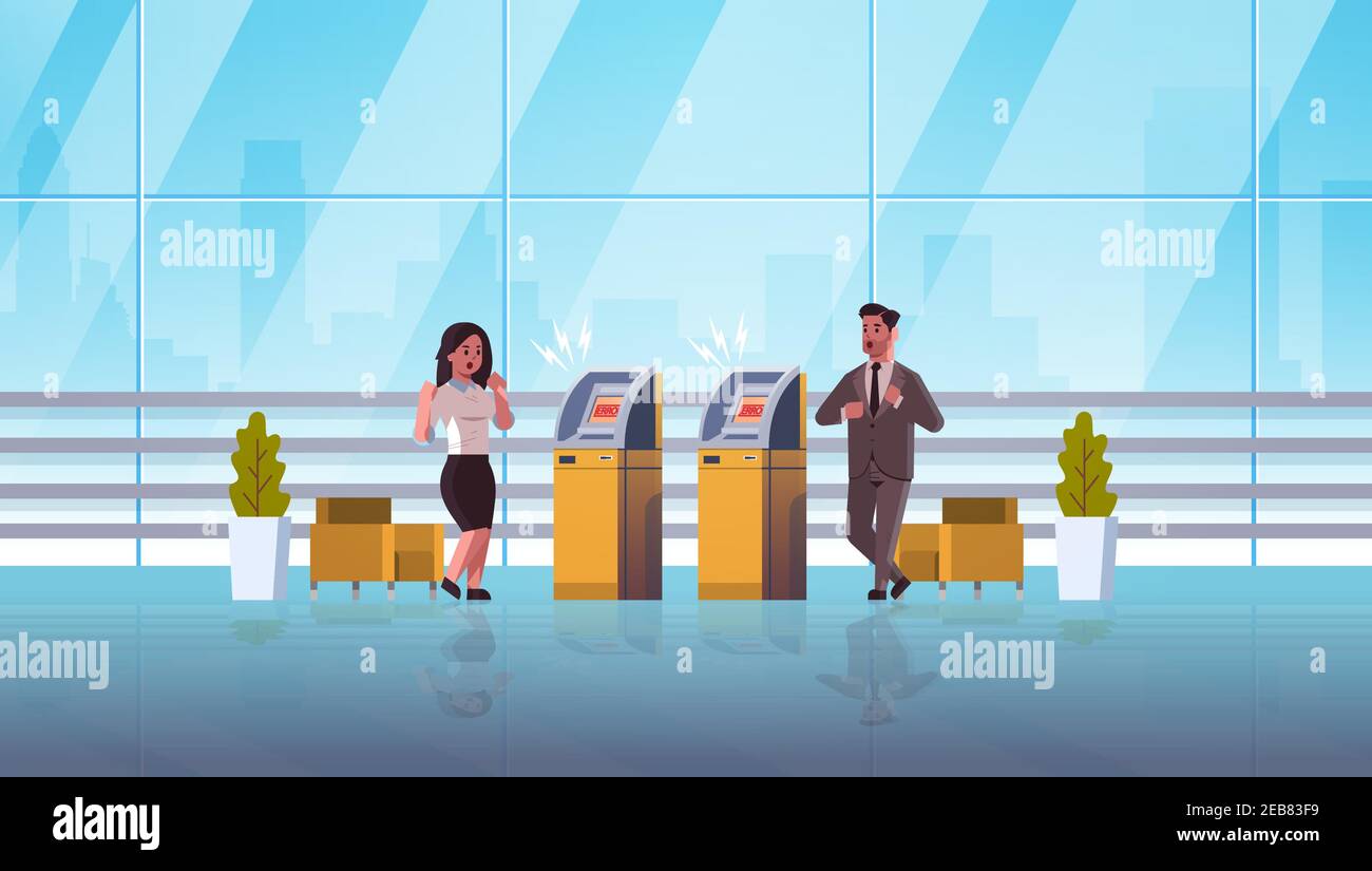 Woman atm machine problem Stock Vector Images - Alamy