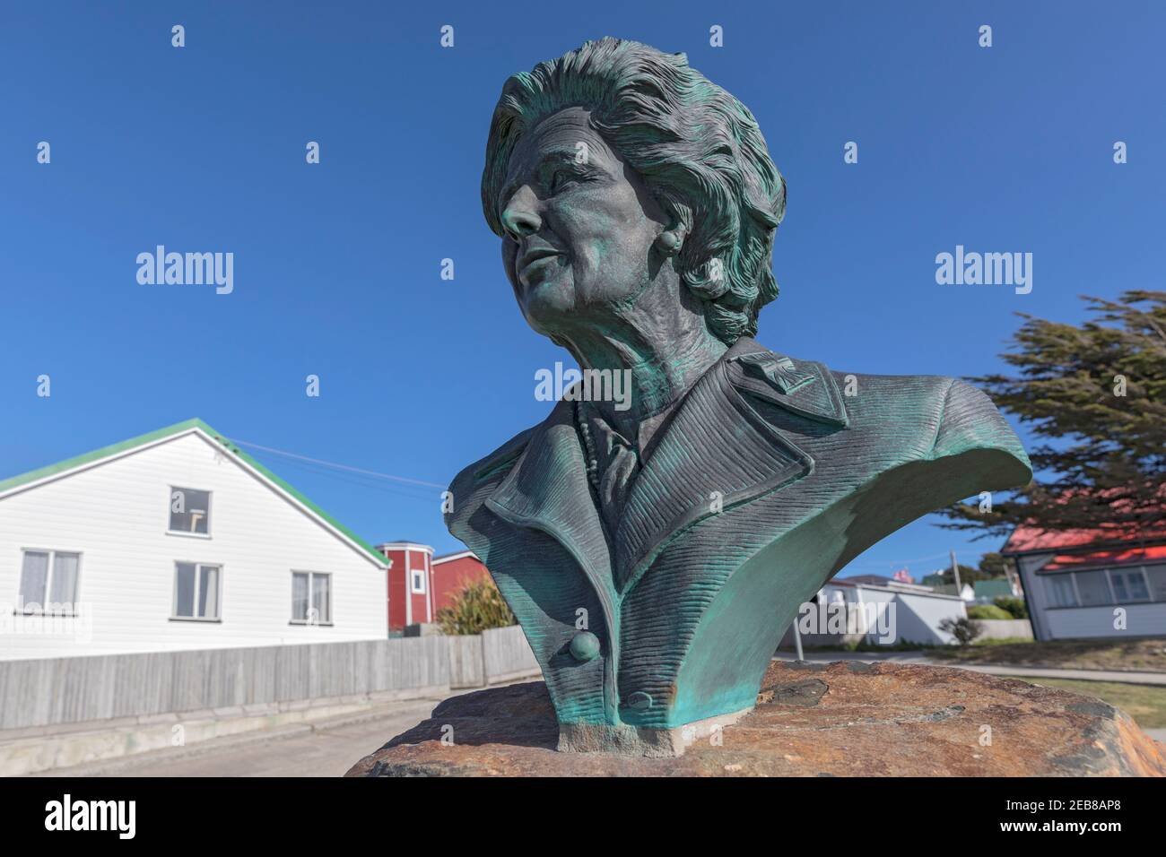 Bust of margaret thatcher in port stanley in falkland islands hi-res ...