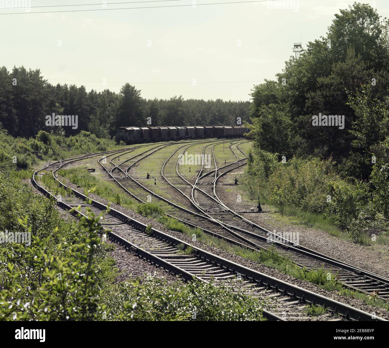 railway goods station tracks intersection. interlaced turnouts with ...