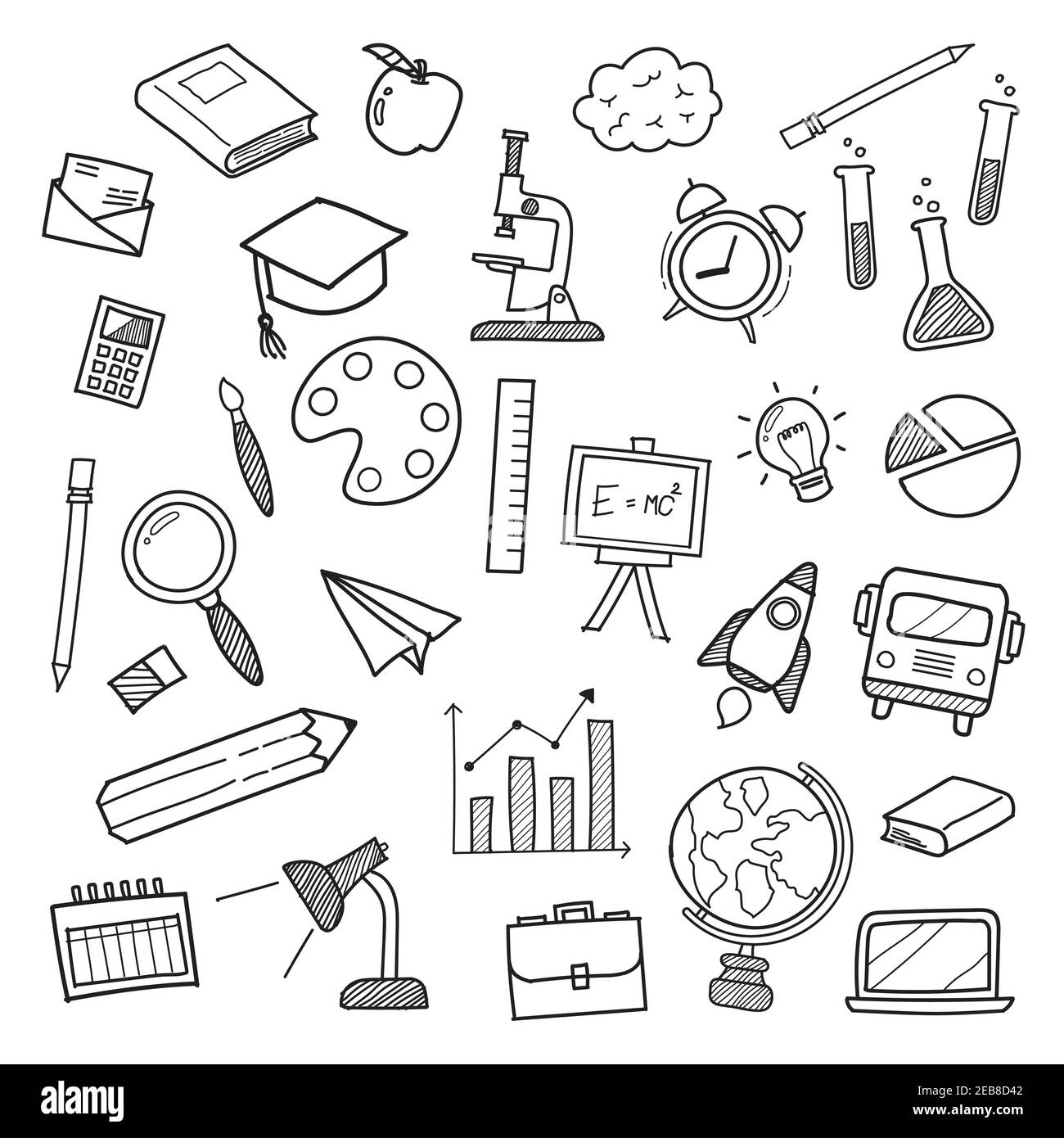 Education icons doodle hand drawn. Vector illustration Stock Vector ...