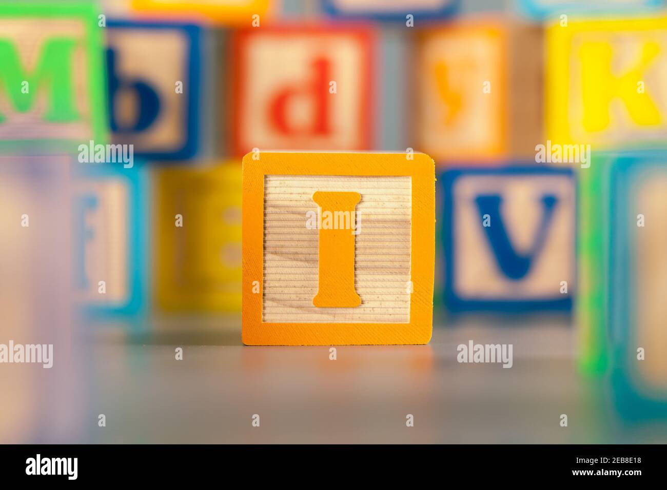 Photograph of colorful Wooden Block Letter I Stock Photo - Alamy
