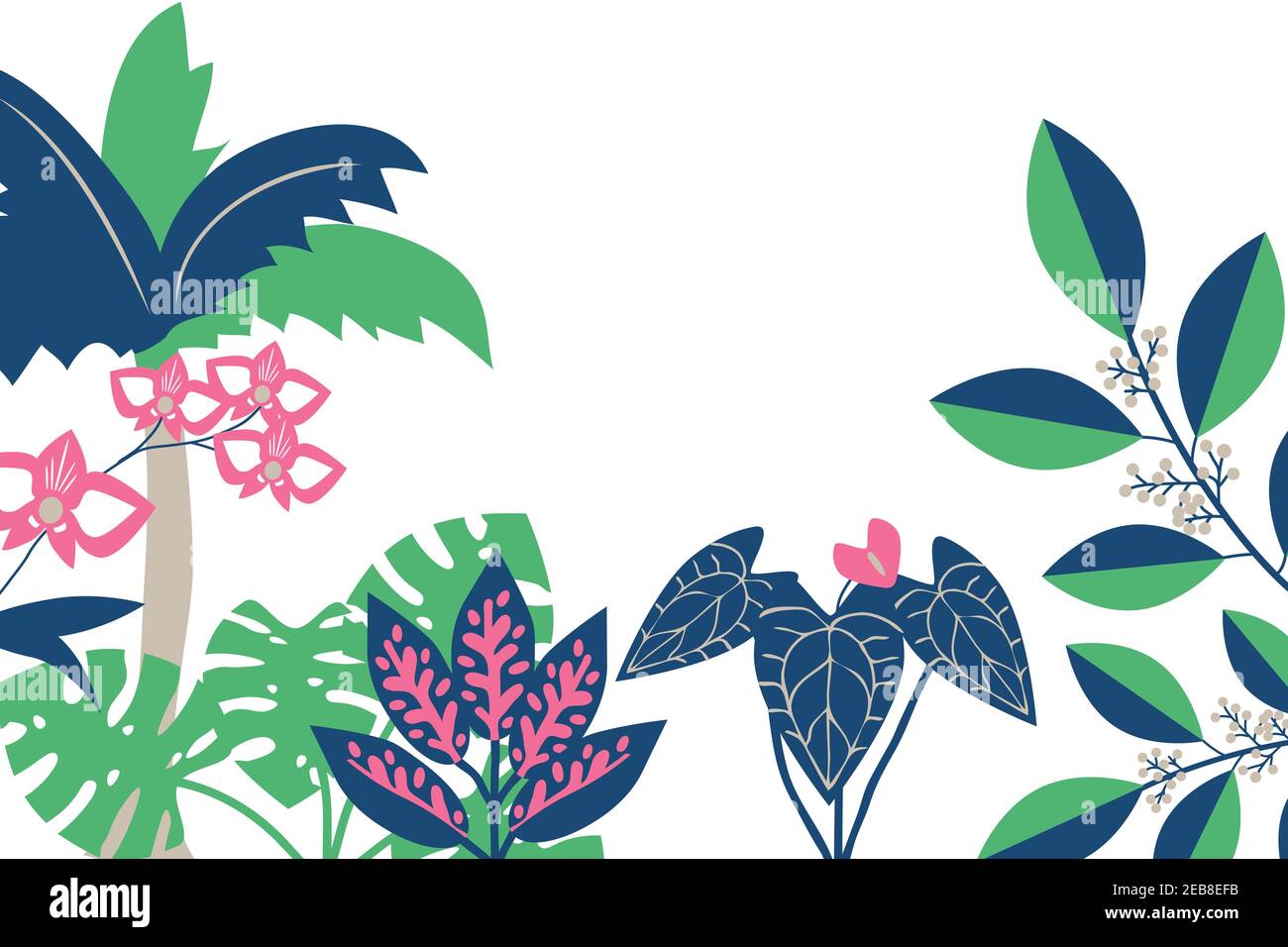 Tropical vector background with differen plants Stock Vector Image ...