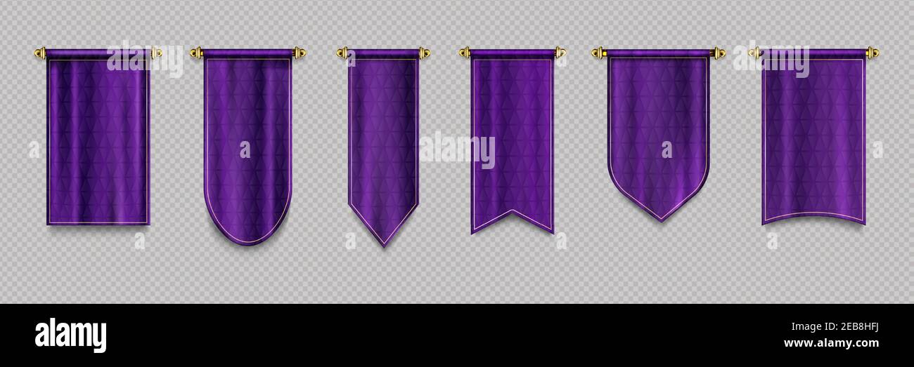 Purple pennant flags, quilt textile pendants for sport teams, varsity ...