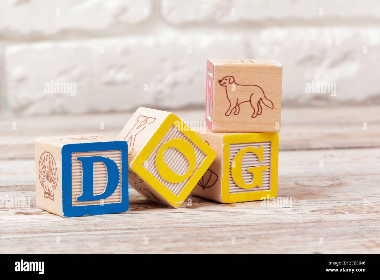 Wooden toy Blocks with the text: dog Stock Photo - Alamy
