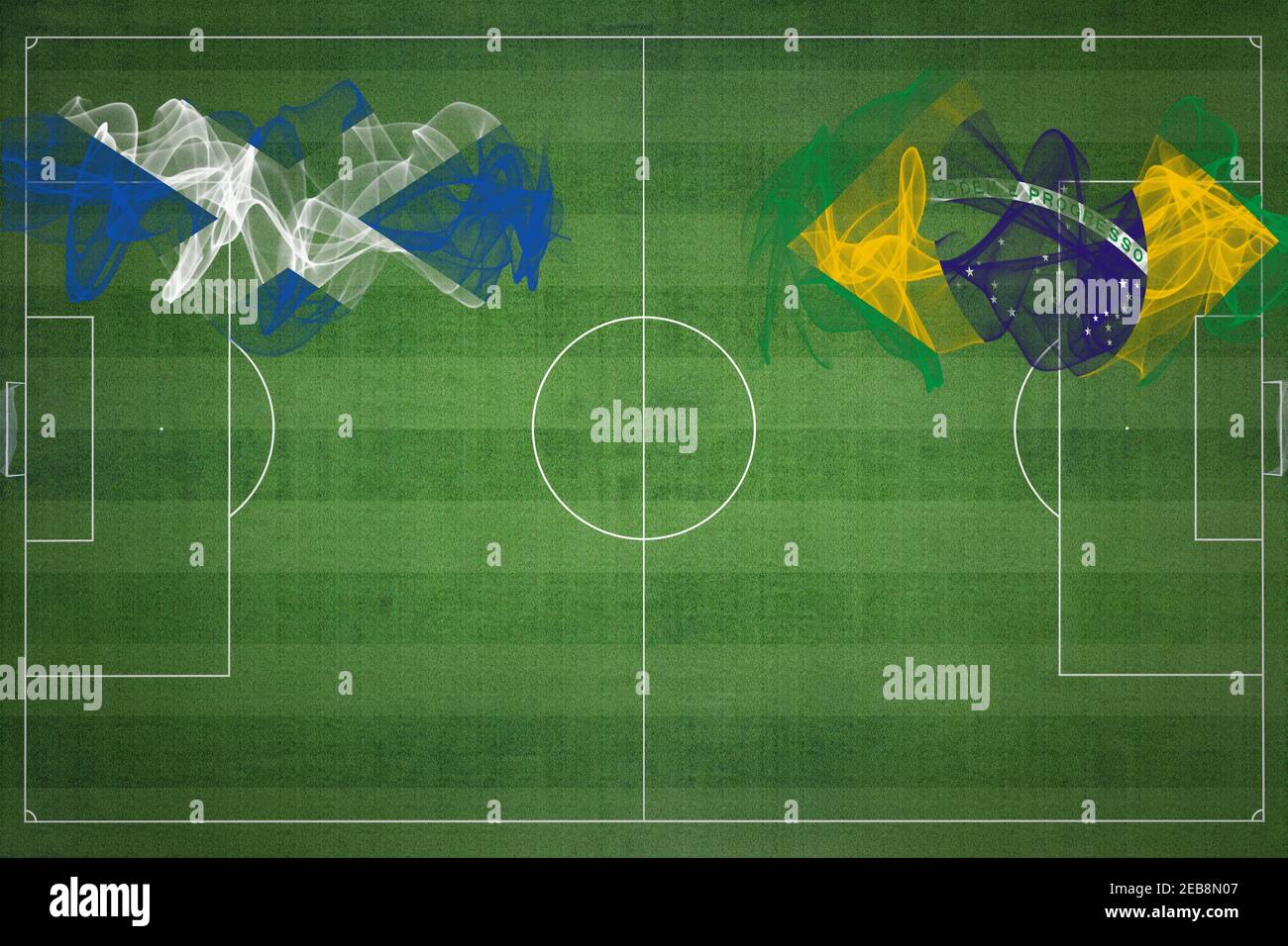 Scotland vs Brazil Soccer Match, national colors, national flags ...