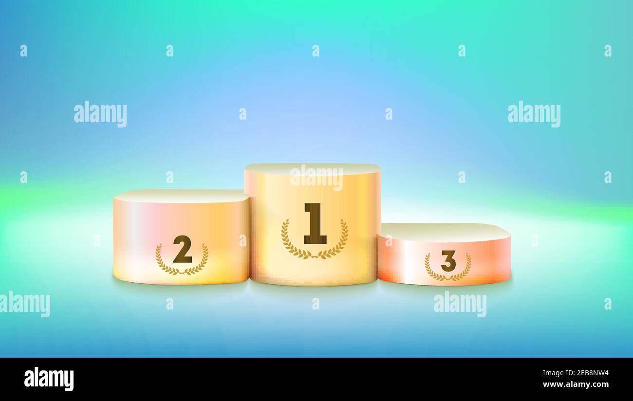 Platform for winners of competition or tournament on colored background ...