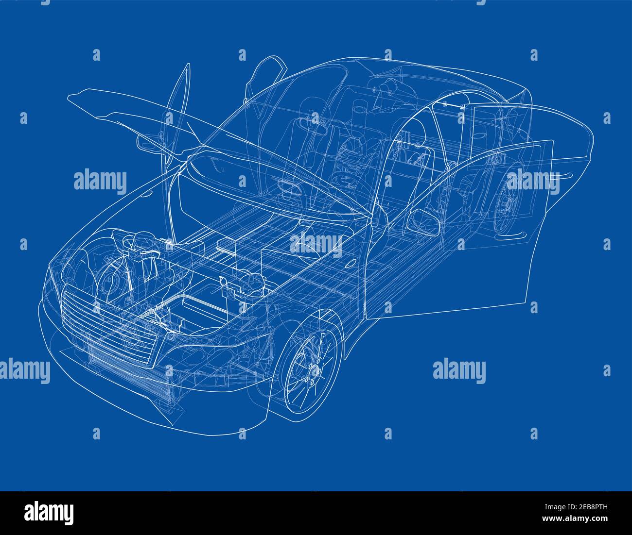Electric Car With Chassis. Vector rendering of 3d Stock Vector Image ...